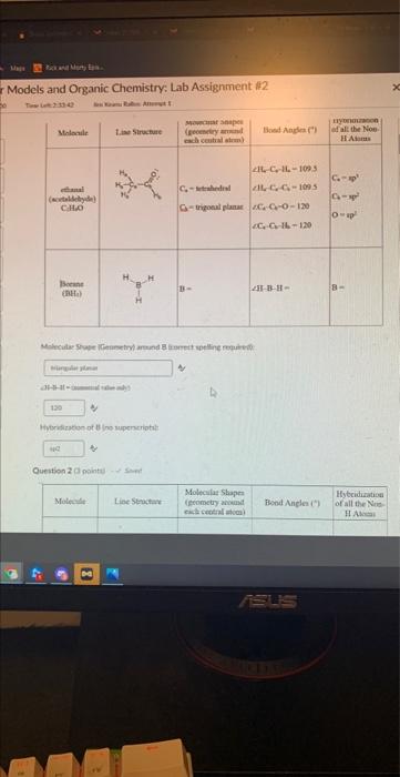 Solved Models and Organic Chemistry: Lab Assignment | Chegg.com