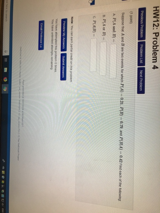 Solved HW12: Problem 4 Previous Problem Problem List Next | Chegg.com Solved HW12: Problem 4 Previous Problem Problem List Next | Chegg.com