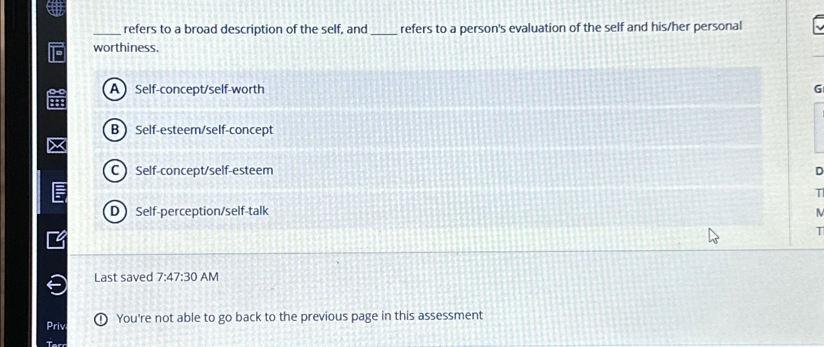 Solved refers to a broad description of the self, and refers | Chegg.com