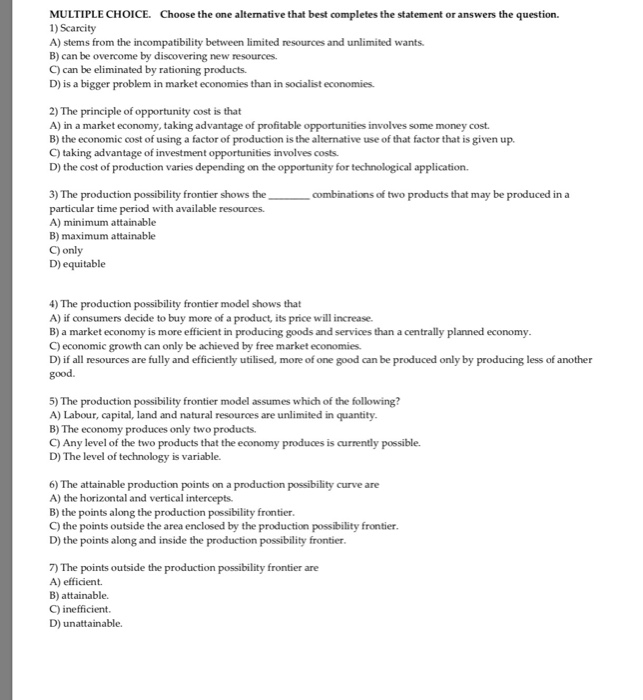 Solved MULTIPLE CHOICE. Choose the one alternative that best | Chegg.com