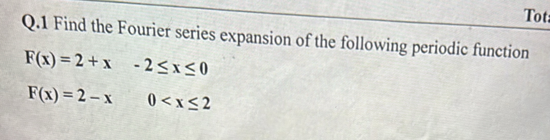 Solved by an EXPERT Q. 1 ﻿Find the Fourier series expansion of the | Chegg.com