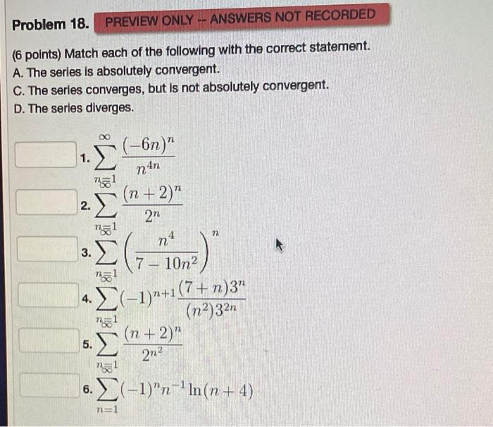 Solved Problem 18. (6 points) Match each of the following | Chegg.com Solved Problem 18. (6 points) Match each of the following | Chegg.com