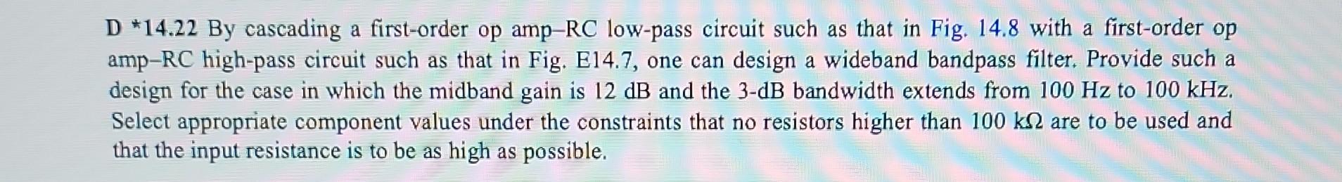 Solved D 1422 By Cascading A First Order Op Amp Rc