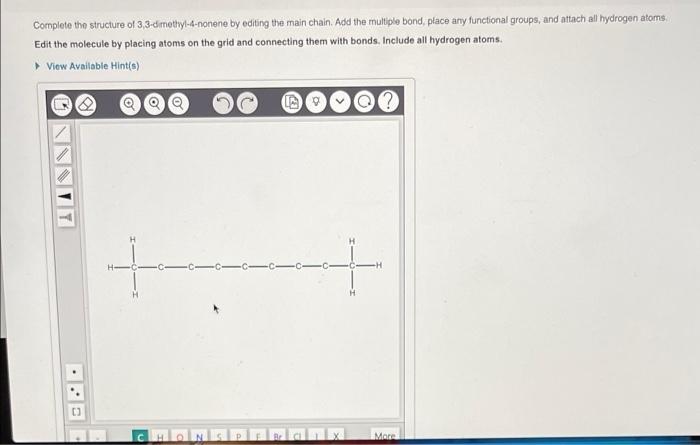 Solved Complete the structure of 3,3-dimethyl-4-nonene by | Chegg.com