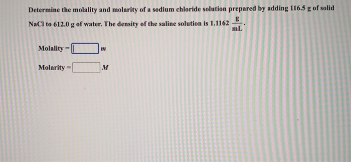 Solved Determine the molality and molarity of a sodium | Chegg.com