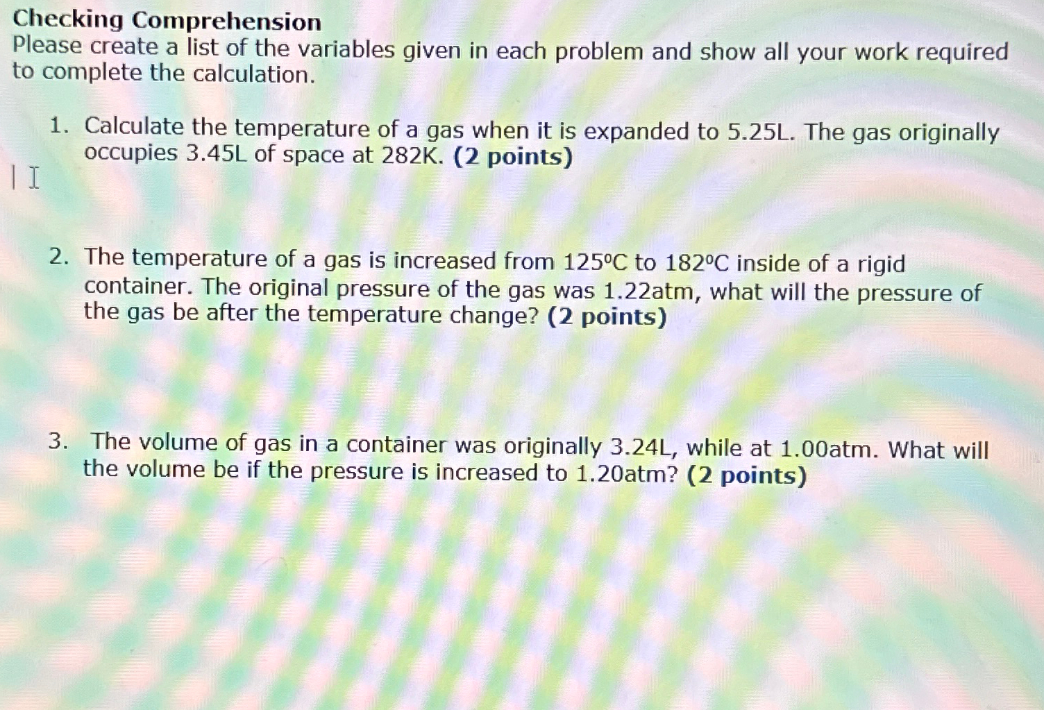 Solved Checking Comprehensio(All three questions)Please | Chegg.com