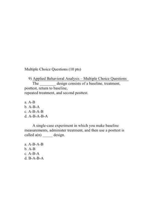 Solved Multiple Choice Questions (10 pts) 9) Applied | Chegg.com