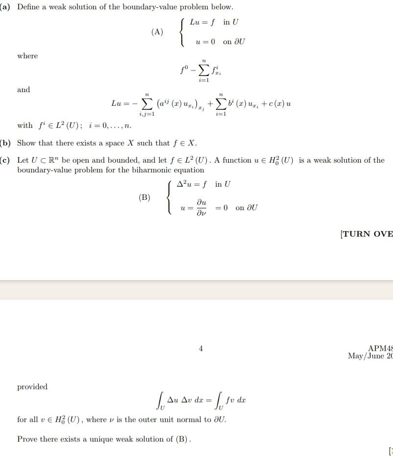 a) Define a weak solution of the boundary-value | Chegg.com