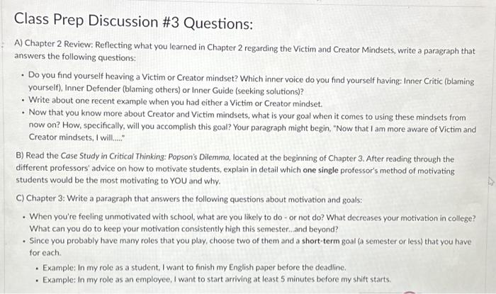 Solved Sometime Victim mindset , Sometime Creator Mindset | Chegg.com