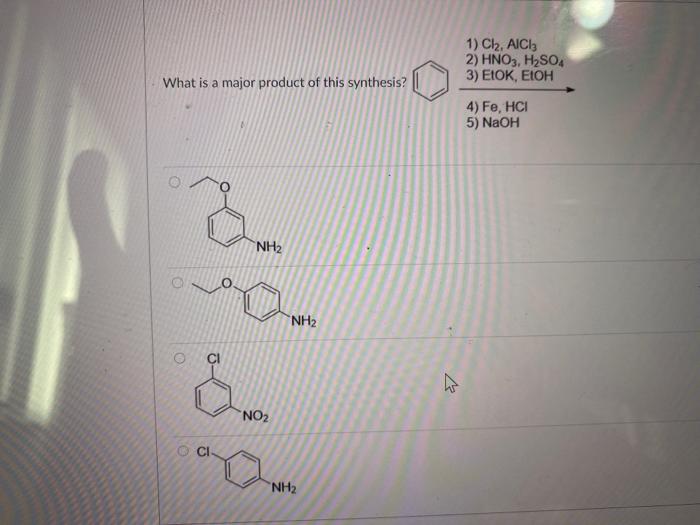 Solved 1) Cl2, AICI: 2) HNO3, H2SO4 3) ELOK, ELOH What is a | Chegg.com