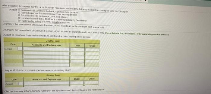Solved After operating for several months artist Donovan | Chegg.com