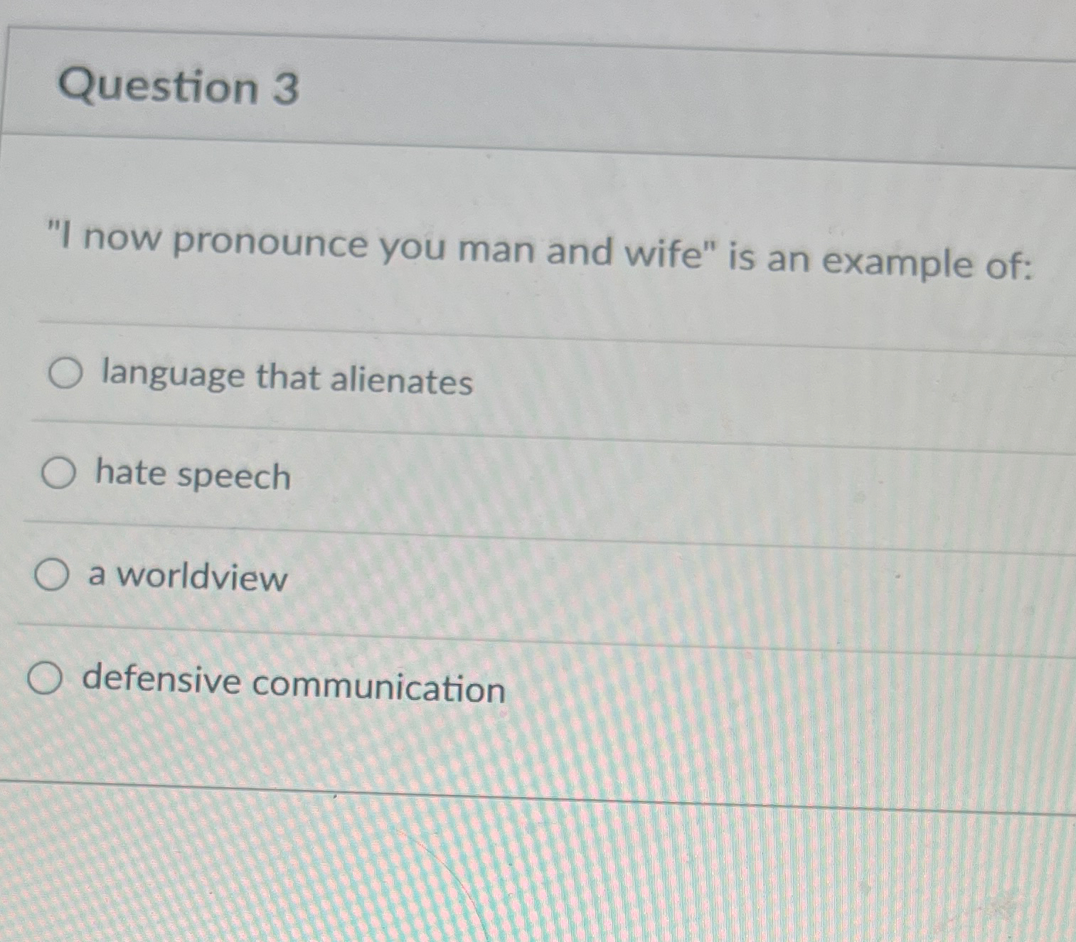 Solved Question 3"I now pronounce you man and wife" is an | Chegg.com