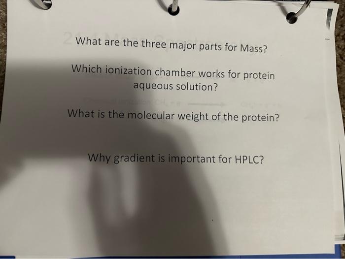 Solved What are the three major parts for Mass? Which | Chegg.com