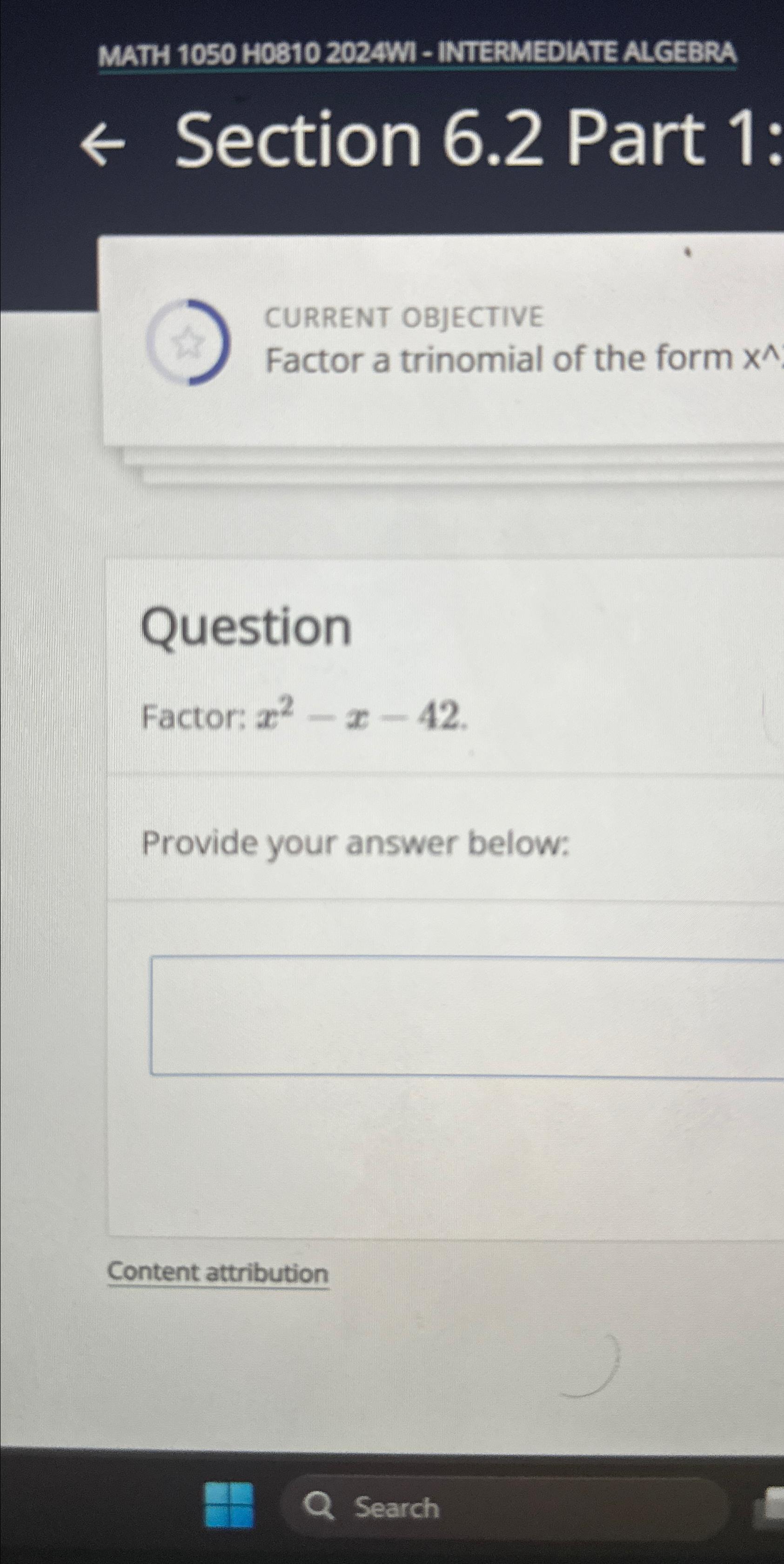 Solved MATH 1050 ﻿H0810 2024 ﻿WI - ﻿INTERMEDIATE AL | Chegg.com