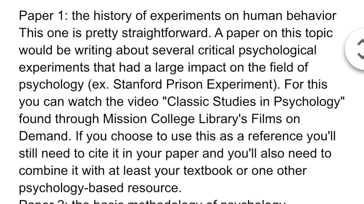 Solved Paper 1: the history of experiments on human behavior | Chegg.com