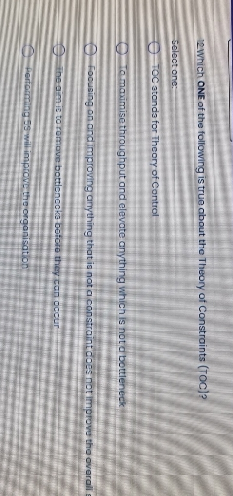 Solved 12Which ONE of the following is true about the Theory | Chegg.com