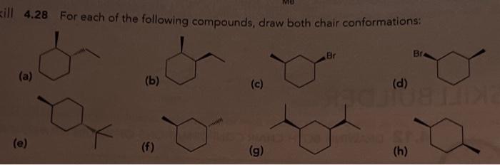 Solved 4.28 For each of the following compounds, draw both | Chegg.com