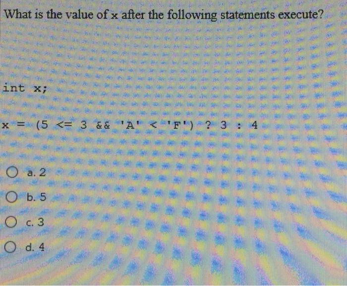 Solved What is the value of x after the following statements | Chegg.com