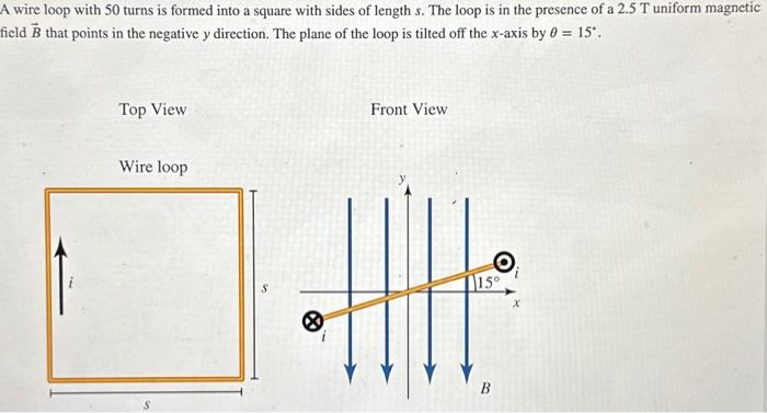 Solved A wire loop with 50 turns is formed into a square | Chegg.com
