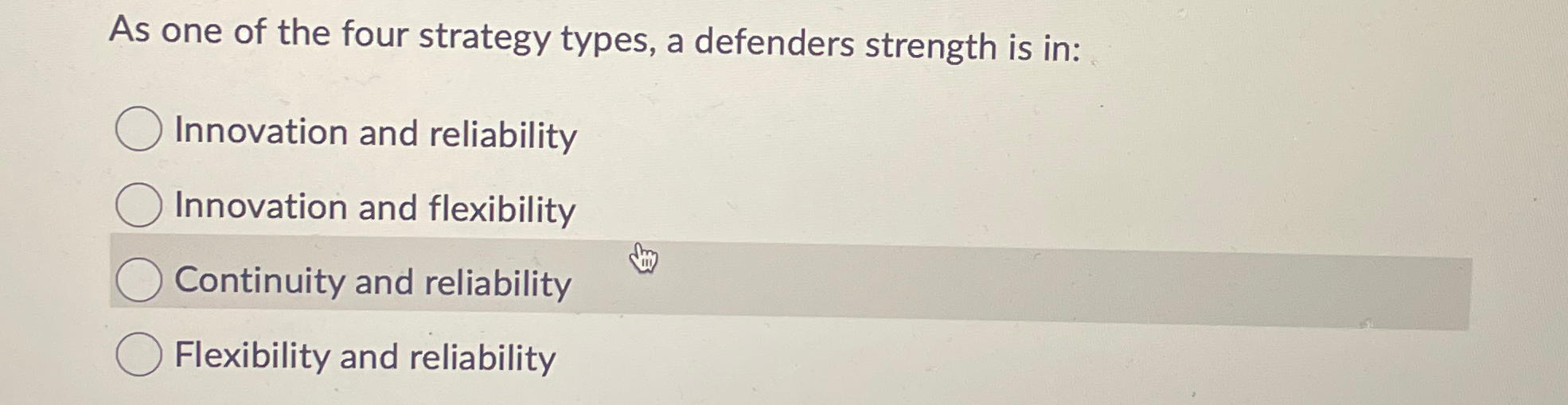 Solved As one of the four strategy types, a defenders | Chegg.com
