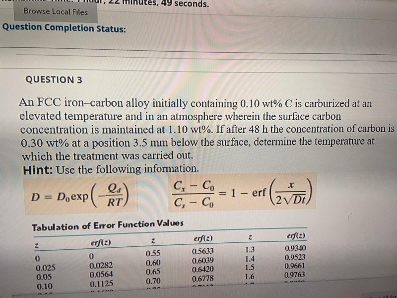 Solved 49 seconds. Browse Local Files Question Completion | Chegg.com