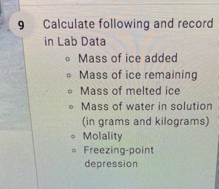 Solved Calculate following and record in Lab Data - Mass | Chegg.com