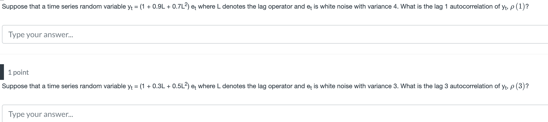 Solved Suppose that a time series random variable | Chegg.com