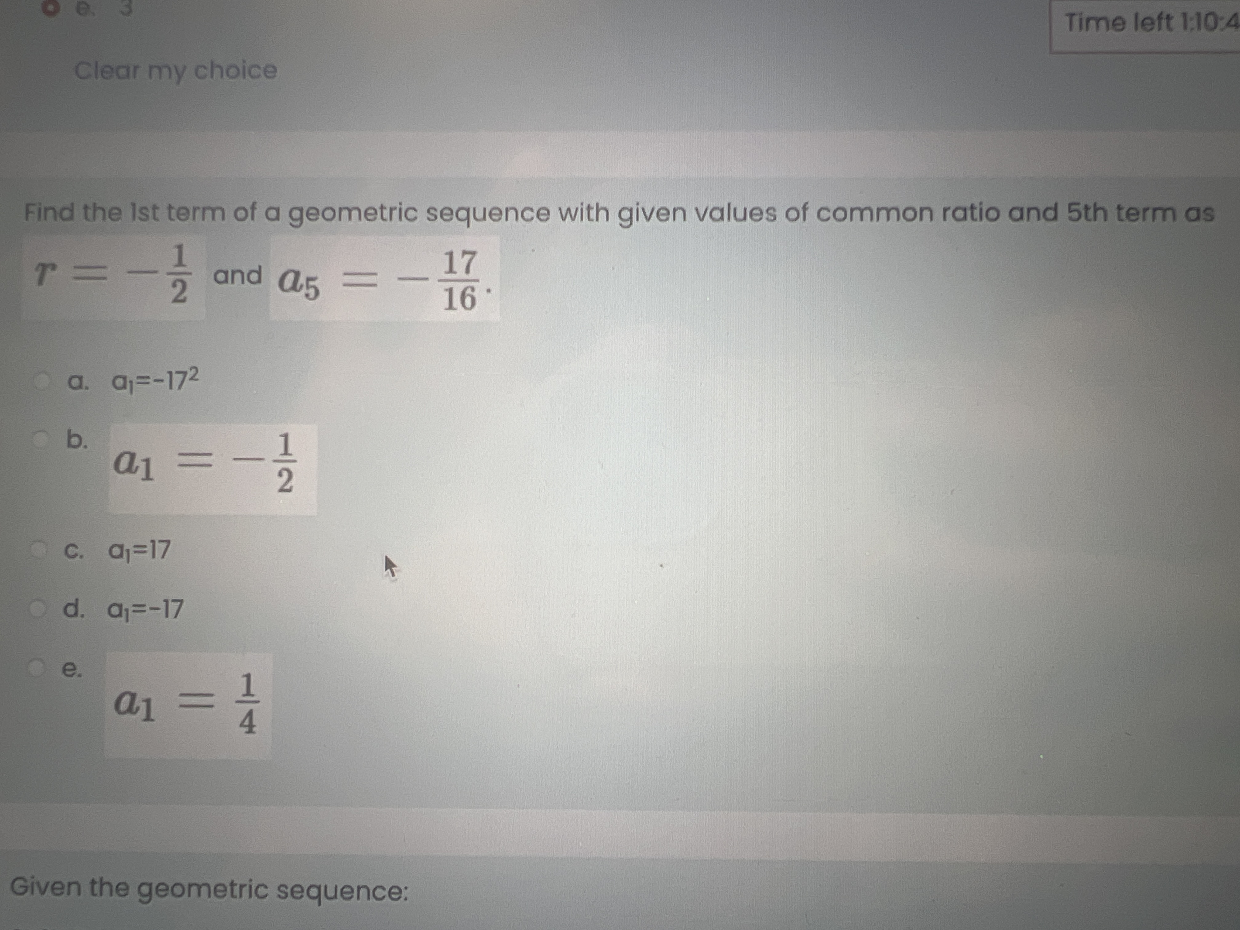 Solved Find the Ist term of a geometric sequence with given | Chegg.com