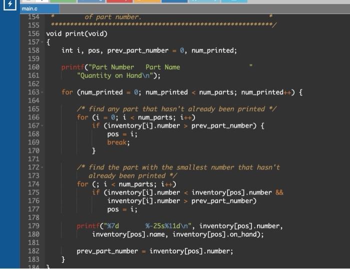 Solved MODIFY THE INVENTORY C PROGRAM BELOW by making | Chegg.com