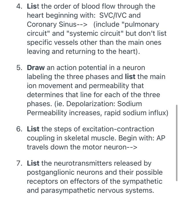 Solved 4. List the order of blood flow through the heart | Chegg.com