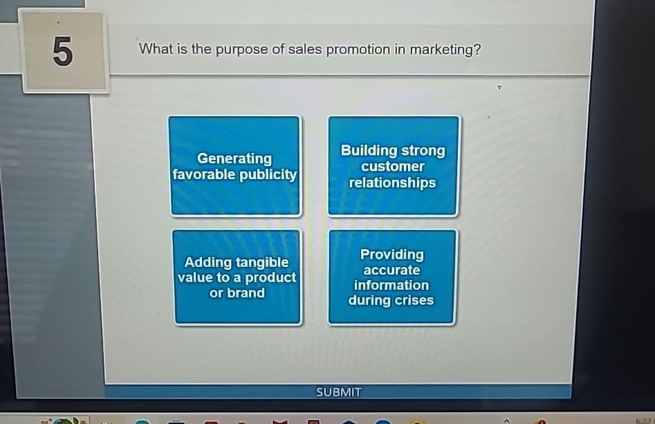 Solved What is the purpose of sales promotion in | Chegg.com