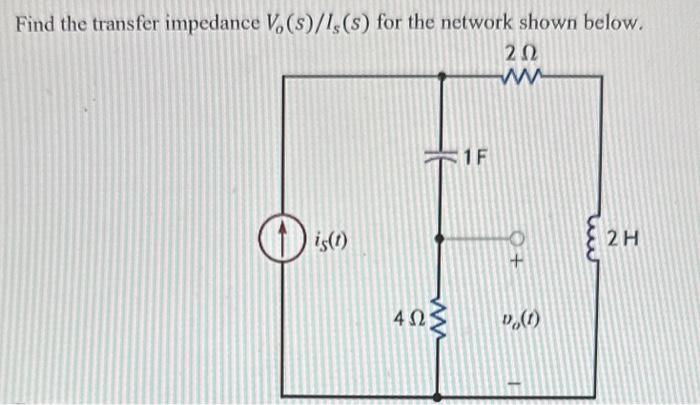 Solved Find the transfer impedance Vo(s)/Is(s) for the | Chegg.com