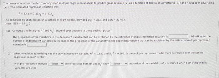 Solved The owner of a movie theater company used multiple | Chegg.com