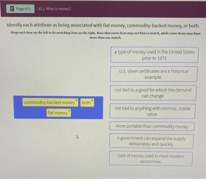 Solved Page 971 30.1. What is money? Identify each attribute | Chegg.com
