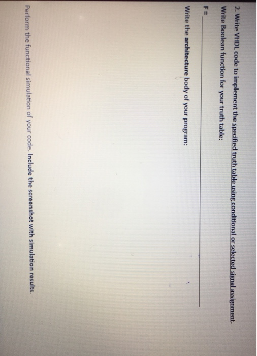 Solved 1 Write Vhdl Code To Implement The Specified Boolean 2455
