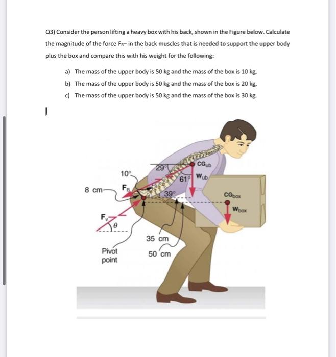 Solved Q3) Consider the person lifting a heavy box with his | Chegg.com