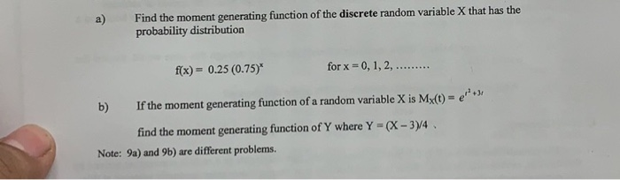 Solved Find the moment generating function of the discrete | Chegg.com