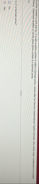 Solved A prime number p ﻿such that 2p 1 ﻿is also a prime | Chegg.com