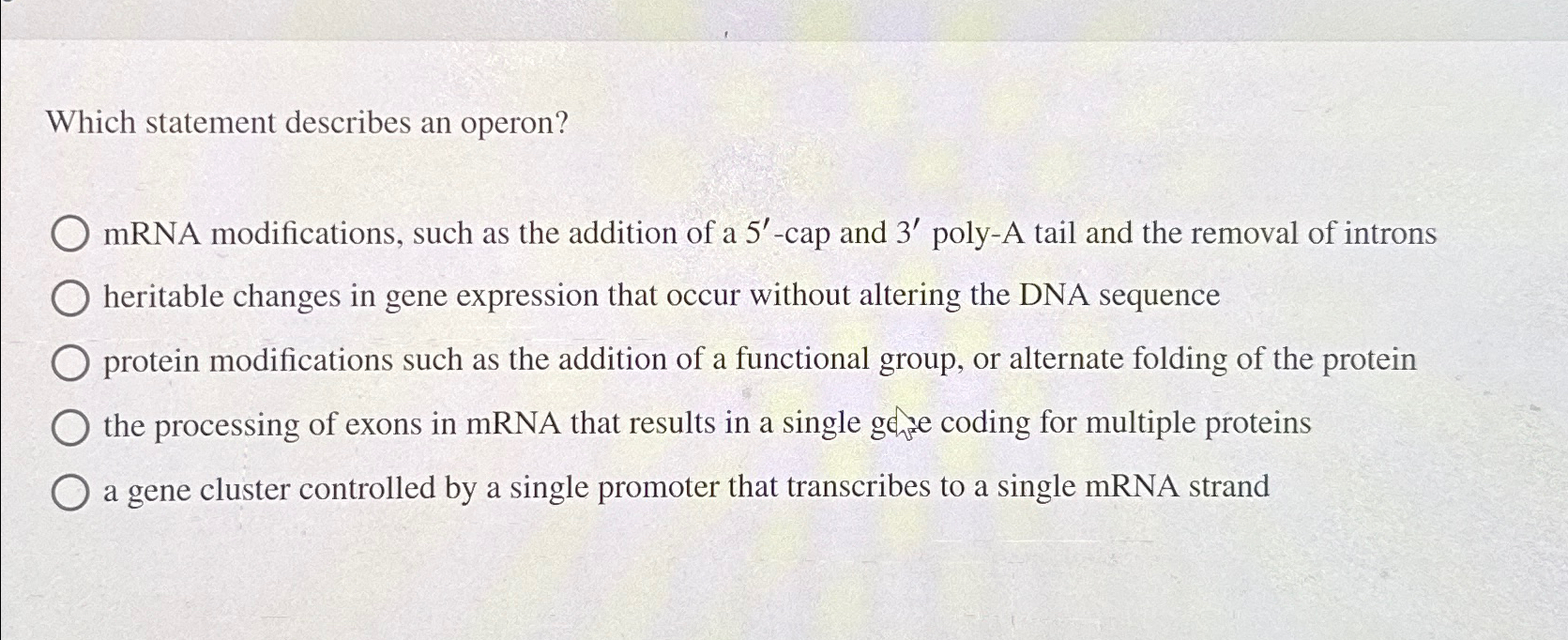Solved Which statement describes an operon?mRNA | Chegg.com