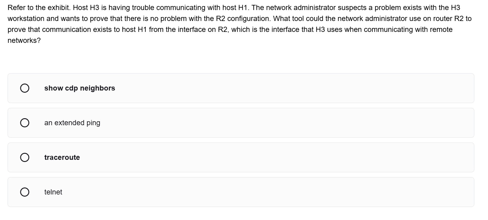 Solved Refer to the exhibit. Host H3 ﻿is having trouble | Chegg.com
