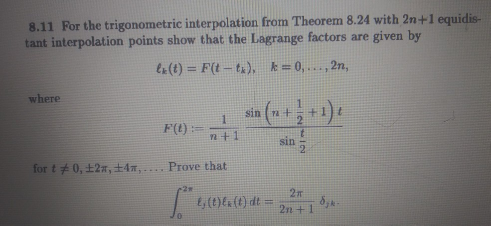 Solved 8 11 For The Trigonometric Interpolation From Theorem
