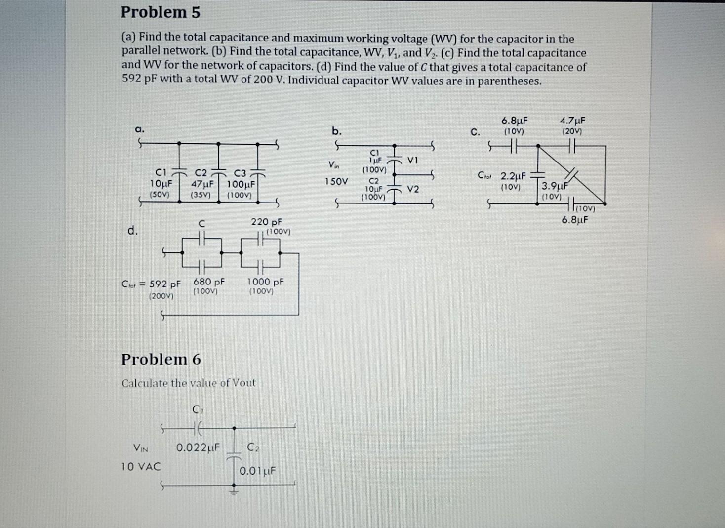 (a) Find the total capacitance and maximum working | Chegg.com