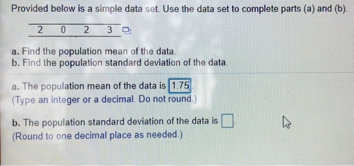 Solved Provided below is a simple data set. Use the data set | Chegg.com