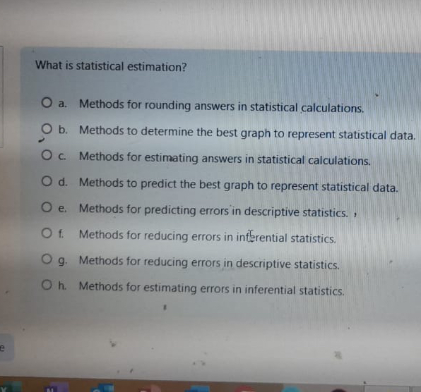 Solved What is statistical estimation?a. ﻿Methods for | Chegg.com