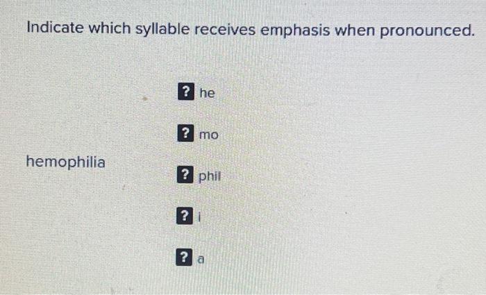 Solved Indicate which syllable receives emphasis when | Chegg.com