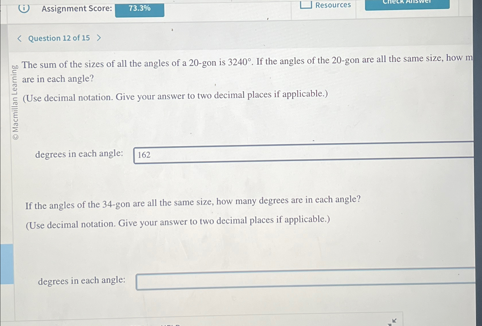 Solved (i) ﻿Assignment Score:ResourcesQuestion 12 ﻿of 15The | Chegg.com