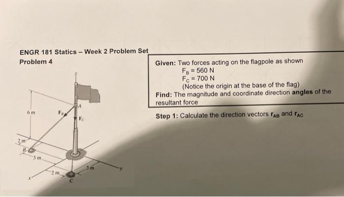 Solved ENGR 181 Statics - Week 2 Problem Set Problem 4 | Chegg.com