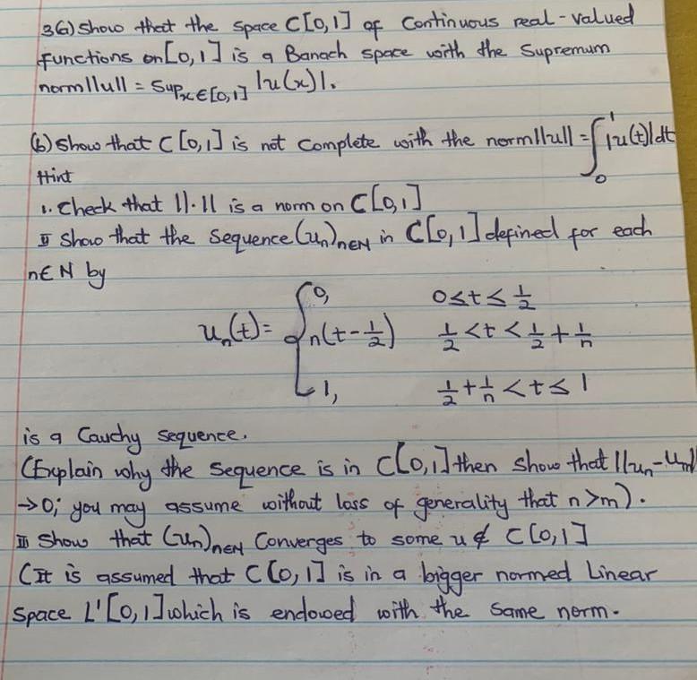 Solved 36) Show that the space C[0,1] of Continuous | Chegg.com