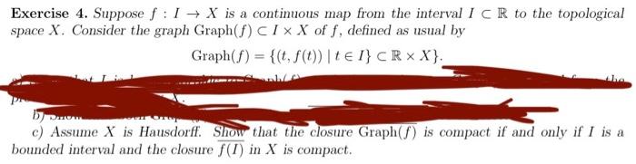 Solved Exercise 4. Suppose f:I→X is a continuous map from | Chegg.com