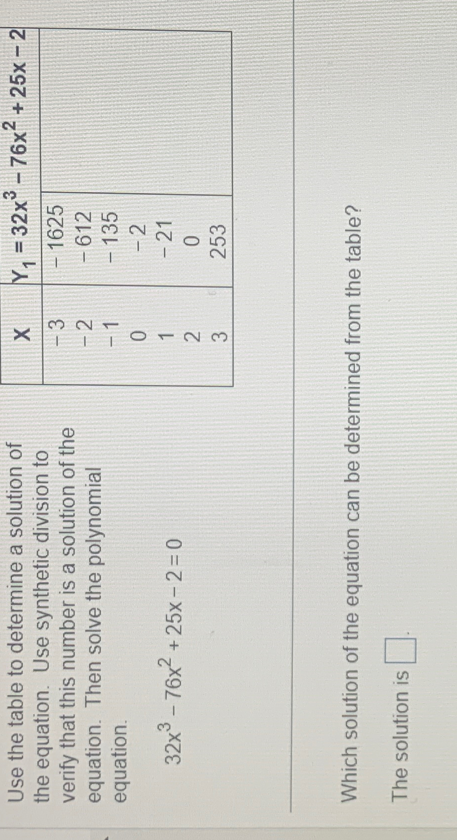 Solved Use the table to determine a solution of the | Chegg.com